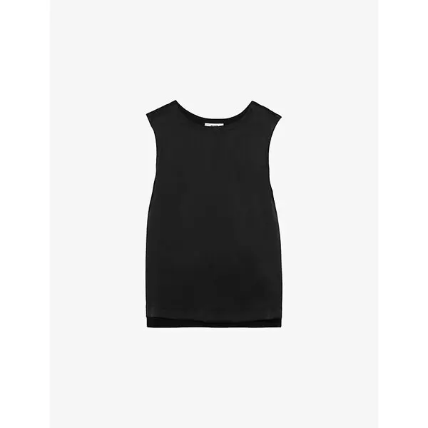 REISS Rian Silk-front Woven Vest - Black