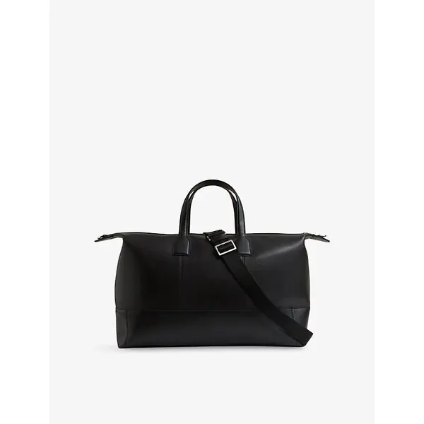REISS Logo-embossed Leather Holdall