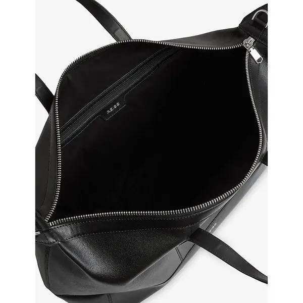 REISS Logo-embossed Leather Holdall