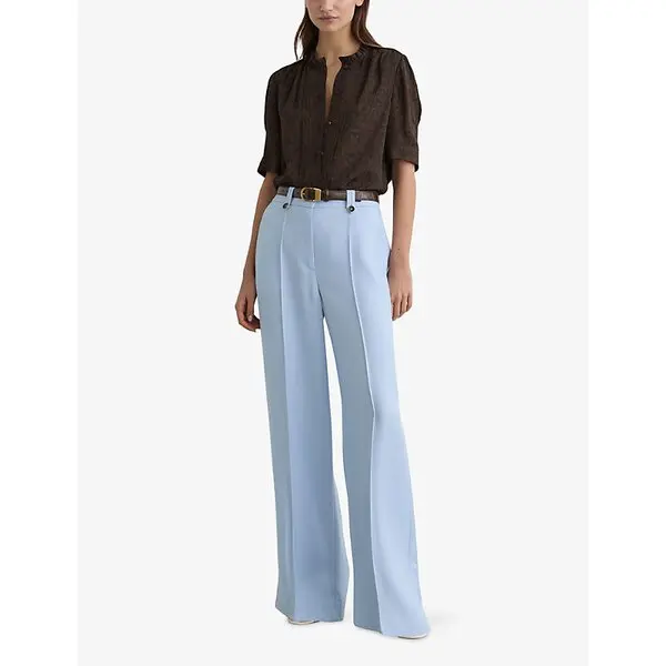 REISS Alina Animal Print Puff Sleeve Blouse