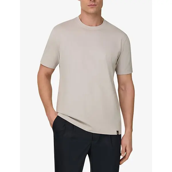Boggi Milano Crewneck Stretch Pima Cotton T-shirt - Sand
