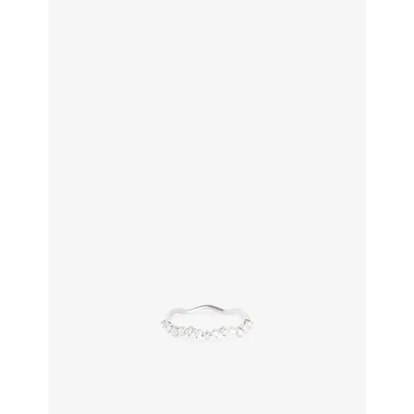 ASTRID & MIYU 14ct White Gold Cultured Pearl And Lab-grown Diamond Band Ring - 14ct Solid Wgold