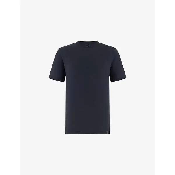 Boggi Milano Crew-neck Stretch-linen T-shirt - Navy Blue