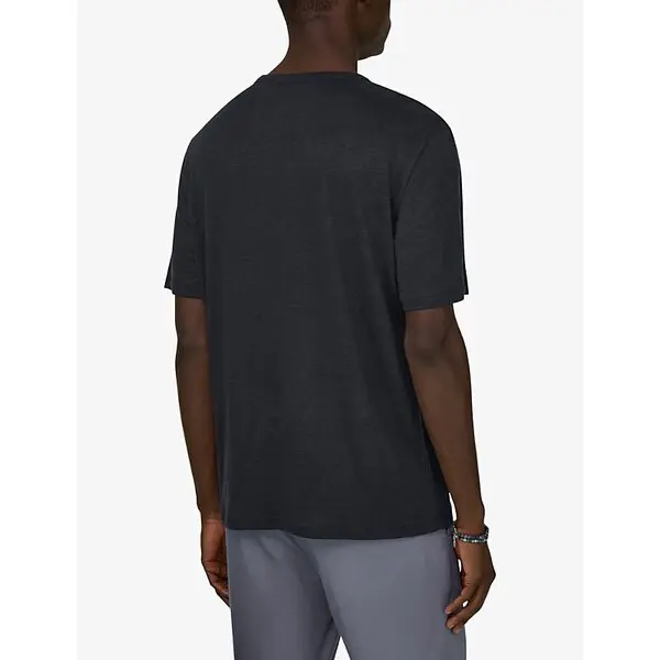 Boggi Milano Crew-neck Stretch-linen T-shirt - Navy Blue
