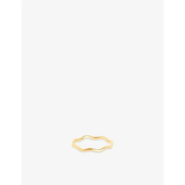 ASTRID & MIYU 14ct Gold Wave Band Ring - 14ct Solid Gold