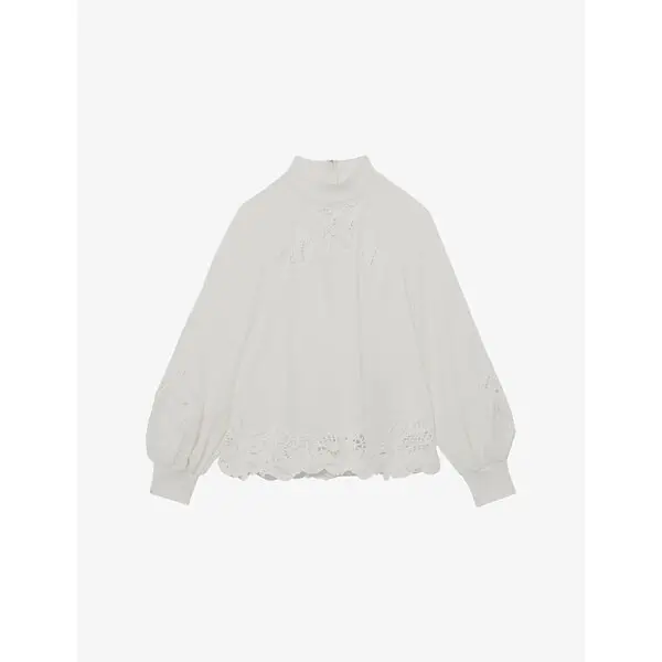 REISS Rae Broderie-anglaise Woven Blouse