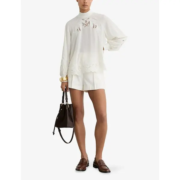 REISS Rae Broderie-anglaise Woven Blouse
