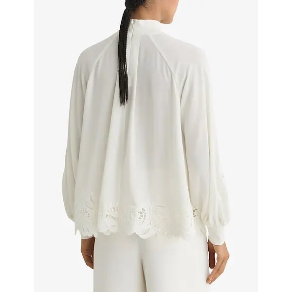 REISS Rae Broderie-anglaise Woven Blouse