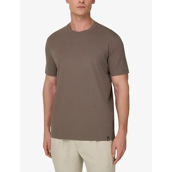 Boggi Milano Crewneck Stretch Pima Cotton T-shirt - Mud