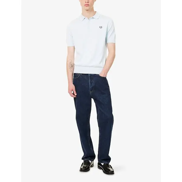 Fred Perry Short-sleeve Knitted Cotton Polo Shirt - Light Ice
