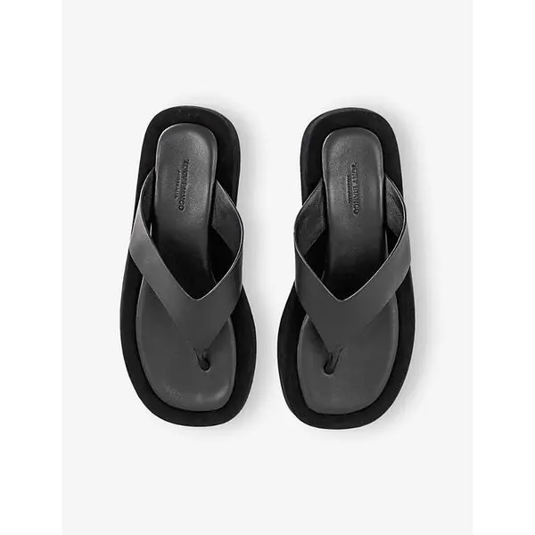 TONY BIANCO Ives Leather Platform Sandals - Black Como