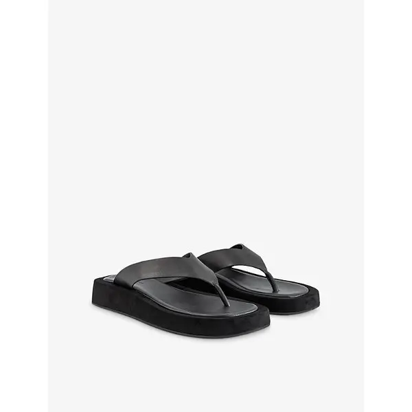 TONY BIANCO Ives Leather Platform Sandals - Black Como