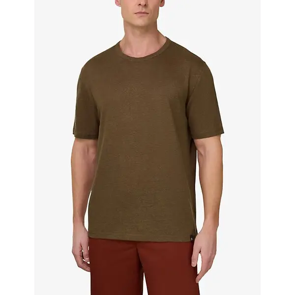 Boggi Milano Crewneck Linen-jersey T-shirt - Brown