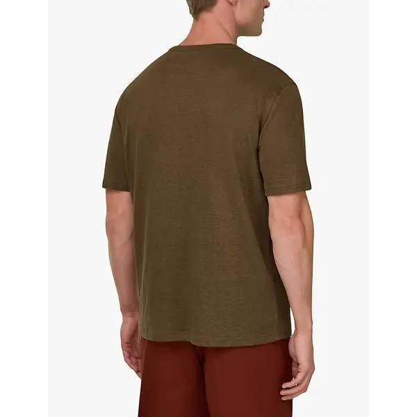 Boggi Milano Crewneck Linen-jersey T-shirt - Brown
