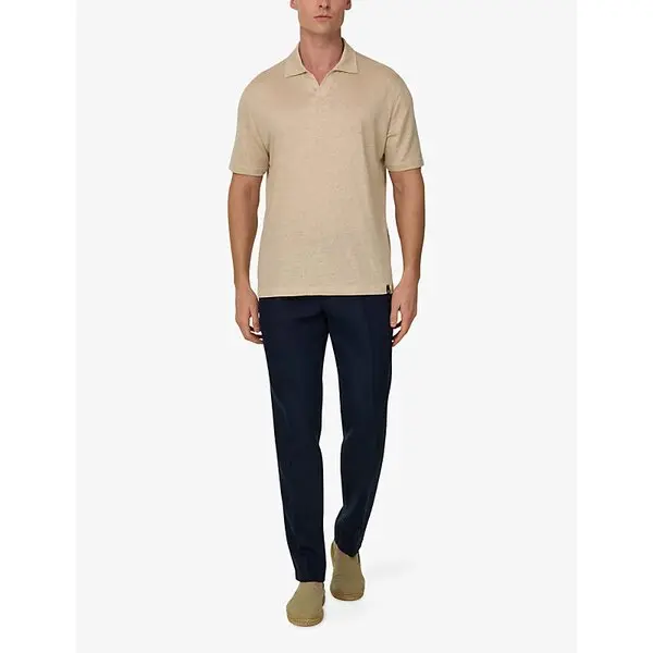 Boggi Milano Open-collar Regular-fit Stretch-linen Polo Shirt