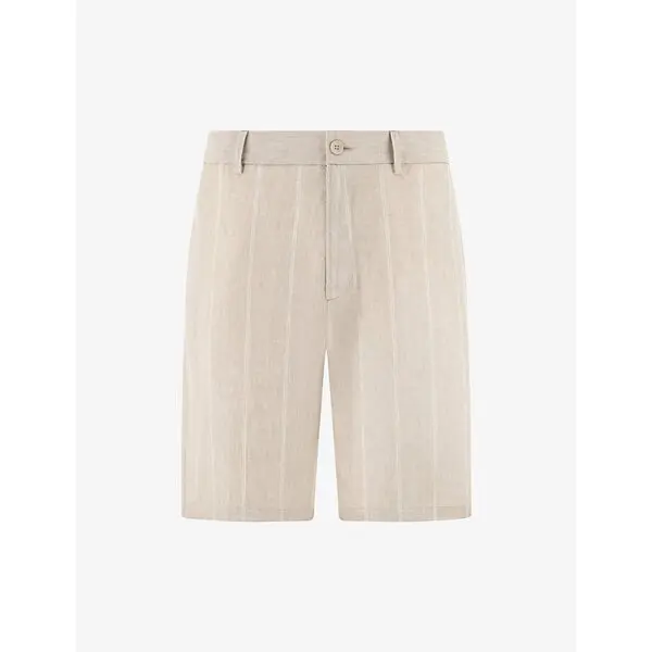 Boggi Milano Striped Straight-leg Linen Shorts