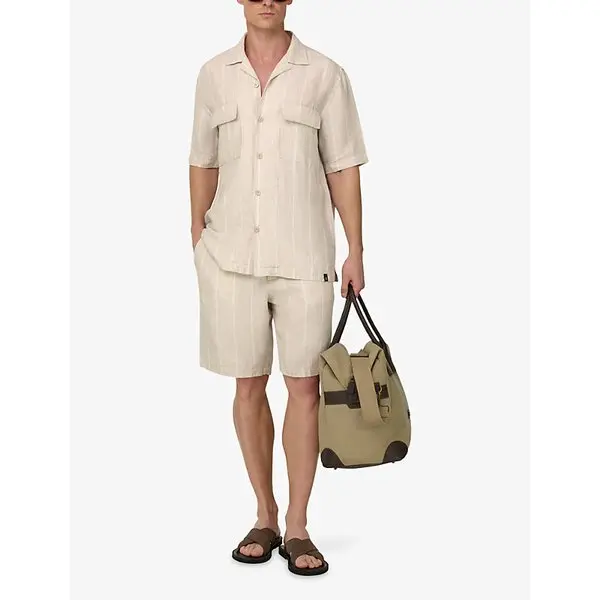 Boggi Milano Striped Straight-leg Linen Shorts