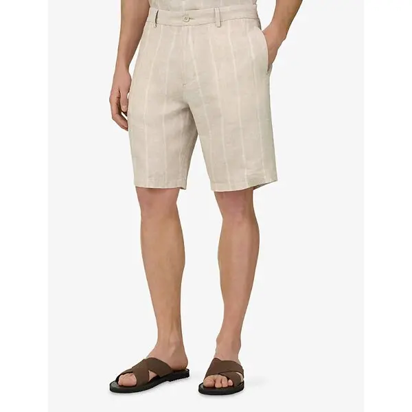 Boggi Milano Striped Straight-leg Linen Shorts