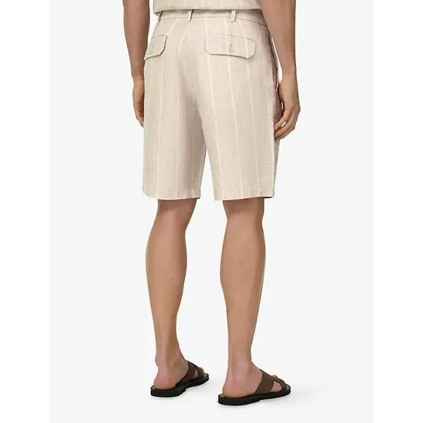 Boggi Milano Striped Straight-leg Linen Shorts
