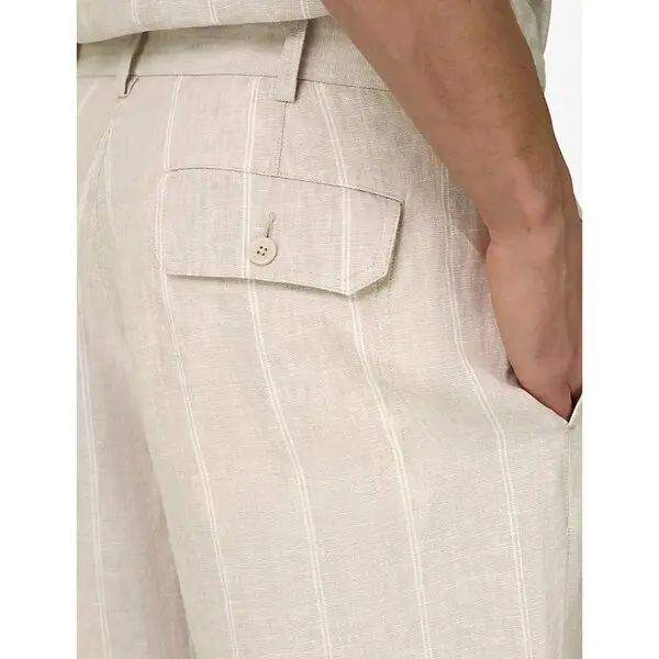Boggi Milano Striped Straight-leg Linen Shorts