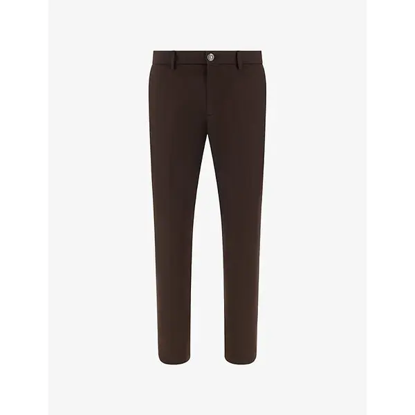 Boggi Milano Straight-leg Stretch Cotton-blend Trousers - Brown