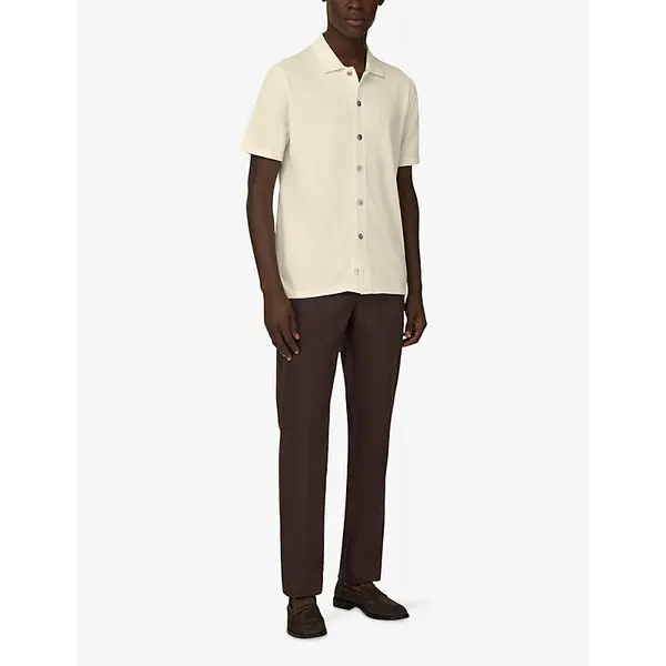 Boggi Milano Straight-leg Stretch Cotton-blend Trousers - Brown