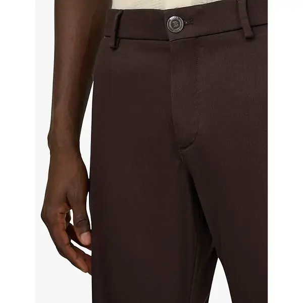 Boggi Milano Straight-leg Stretch Cotton-blend Trousers - Brown