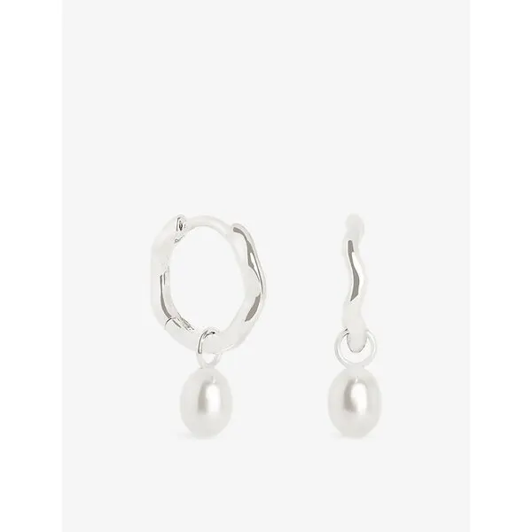 ASTRID & MIYU 14ct White Gold And Cultured Pearl Charm Drop Earrings - 14ct Solid Wgold