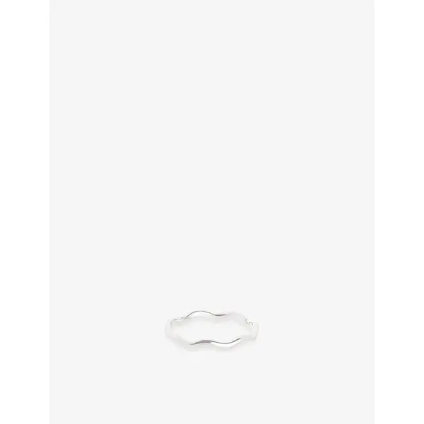 ASTRID & MIYU 14ct White Gold Wave Band Ring - 14ct Solid Wgold