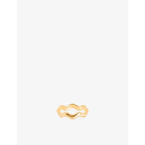 ASTRID & MIYU Ripple Sterling Silver Band Ring - 18ct Gold