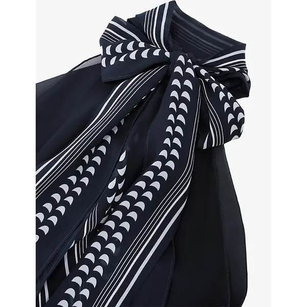 REISS Skylar Scarf-print Woven Maxi Dress - Navy