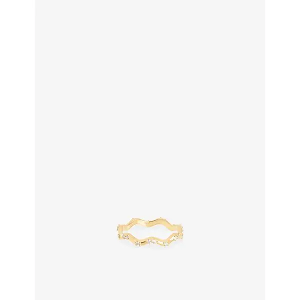 ASTRID & MIYU Ripple Band Ring In -plated Sterling Silver With Cubic Zirconia - 18ct Gold