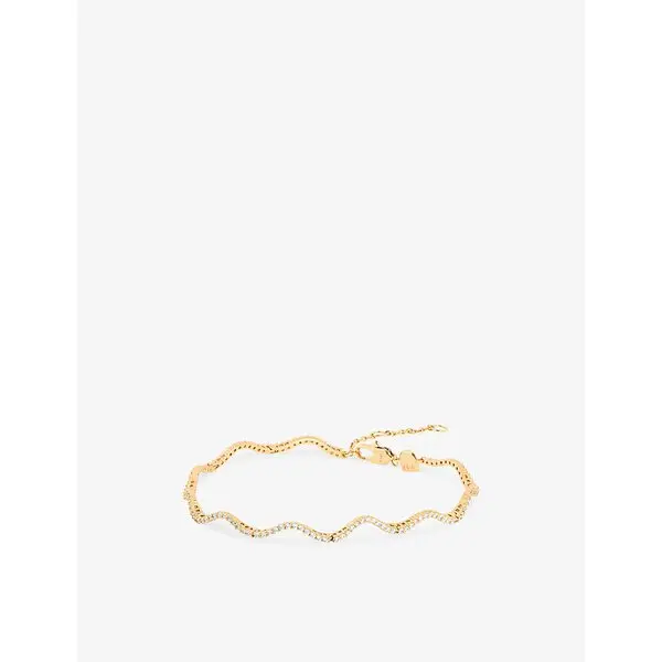 ASTRID & MIYU Sterling Silver Ripple Tennis Bracelet - 18ct Gold