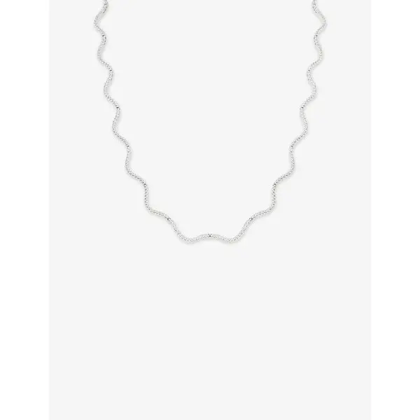 ASTRID & MIYU Ripple Tennis Necklace - Rhodium