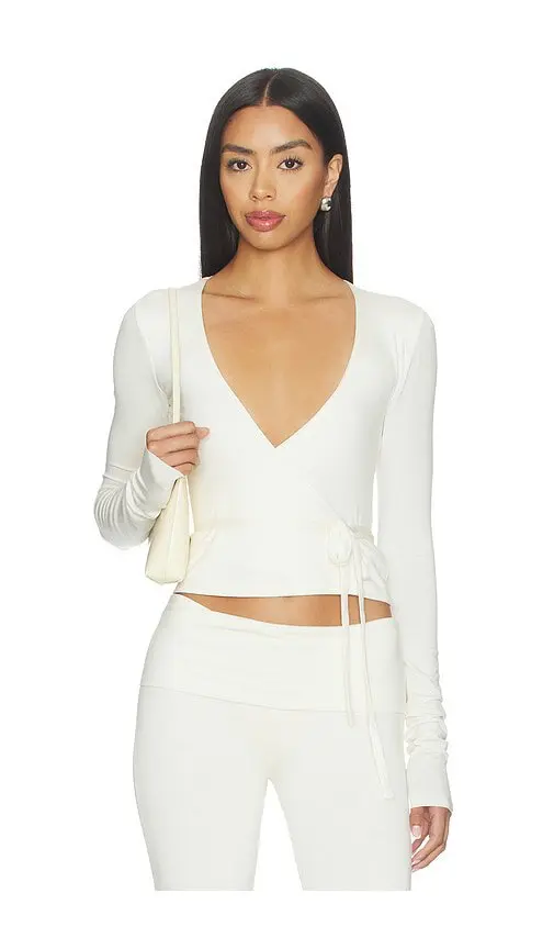 Eterne Wrap Top With Drawstring Fastener - Ivory