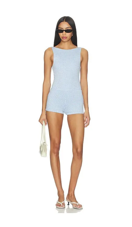 MORE TO COME Penelope Boat Neck Romper - Blue