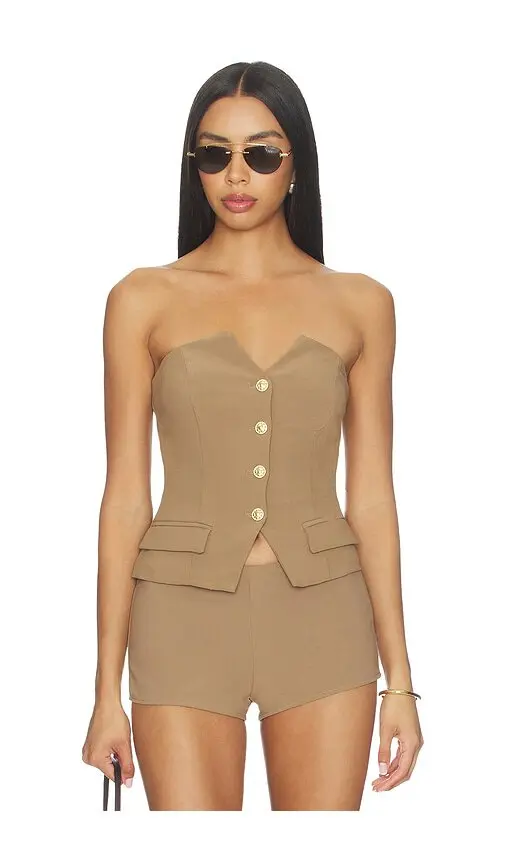 MORE TO COME Twila Strapless Top - Tan