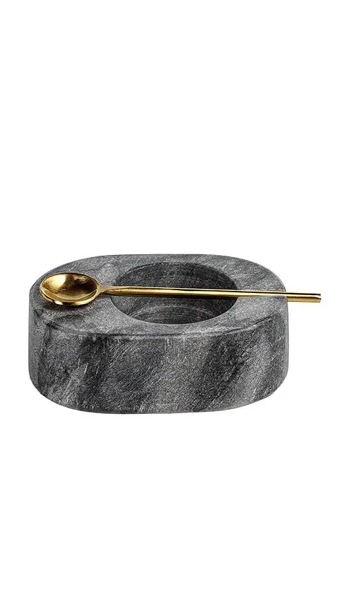 The Favorites Tuscan Marble Salt And Pepper Bowl With Gold Spoon - Grey