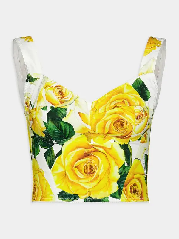 Dolce & Gabbana Rose Print Corset Top