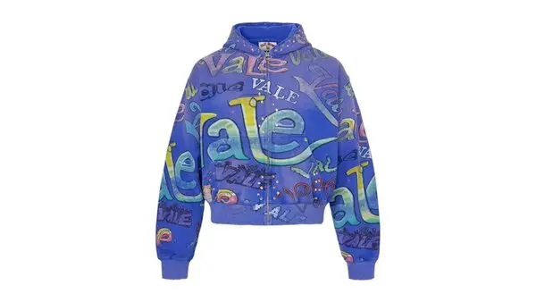 VALE FOREVER Iceberg Zip Up Hoodie - Blue