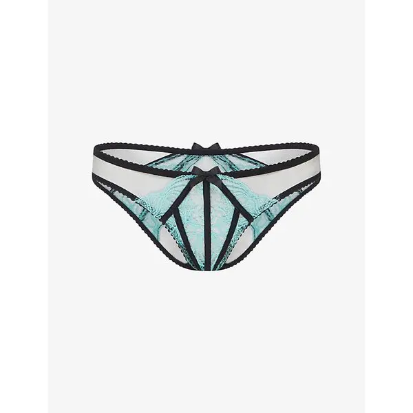 Agent Provocateur Rozlyn Mesh And Lace Bikini Briefs - Mint/black