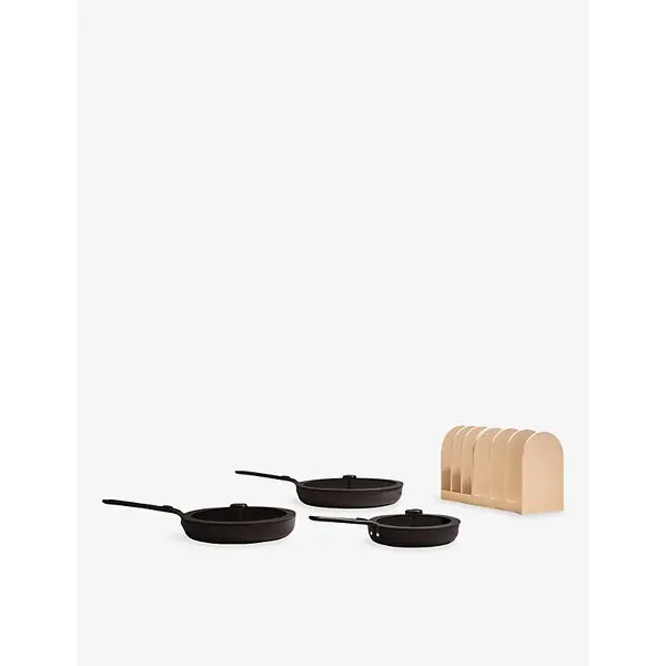 OUR PLACE Essentials Pan Trio Eight-piece Aluminium Set - Char