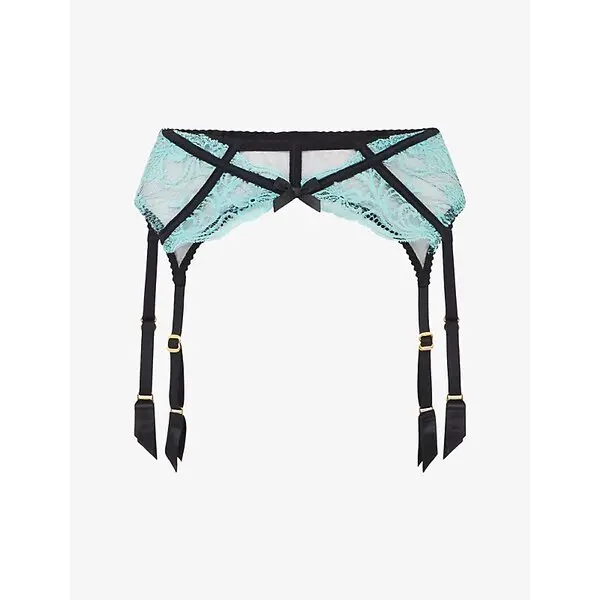 Agent Provocateur Rozlyn Mesh And Lace Suspenders - Mint/black