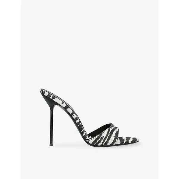 Paris Texas Lidia 105 Zebra Print Woven Stiletto Mules