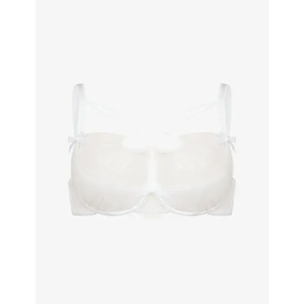 Agent Provocateur Halley High-neck Satin And Lace Demi Bra - White