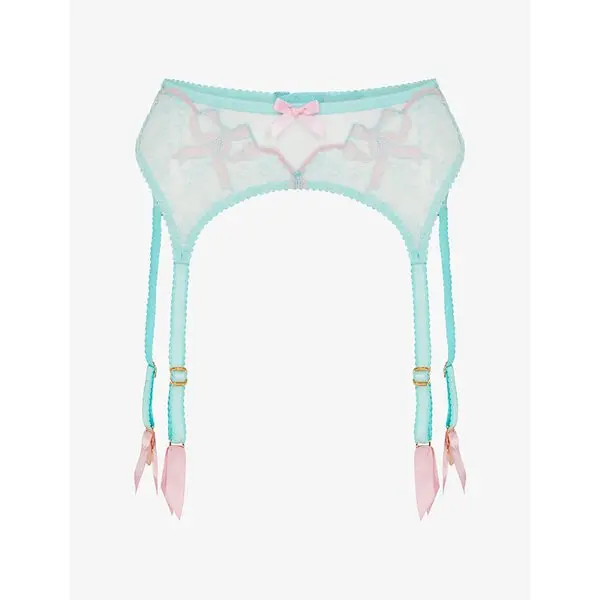 Agent Provocateur Lisetta Lace Suspenders - Mint/pink