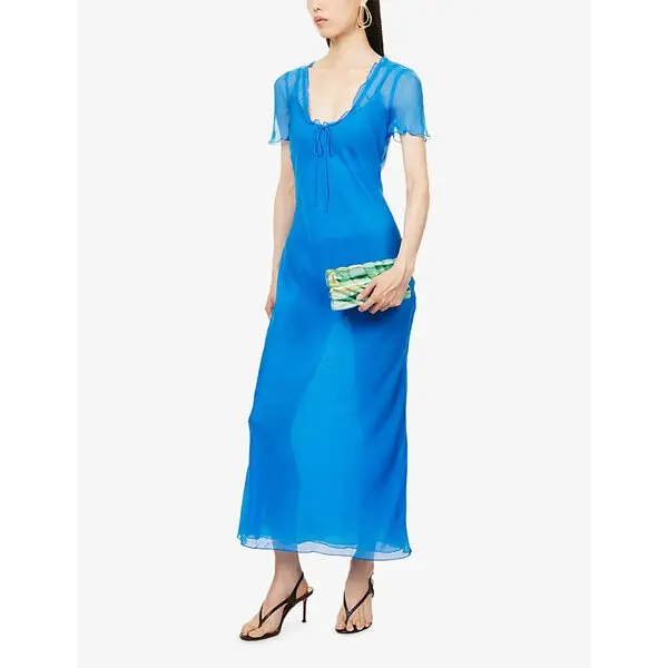 RAT AND BOA Anessa Drawstring Cupro Midi Dress