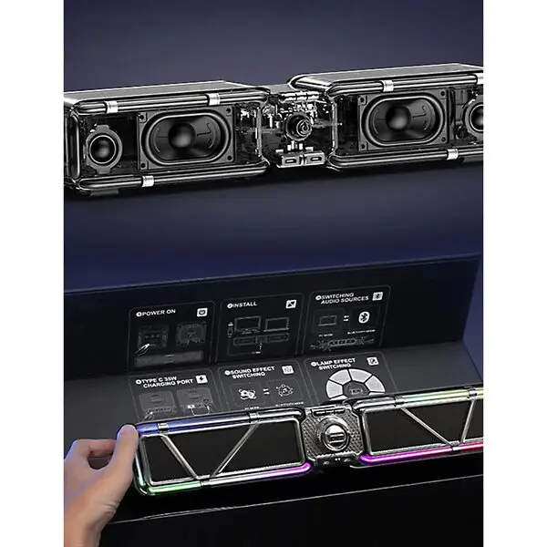 THE TECH BAR Bluetooth Gaming Rgb Led Desk Speaker
