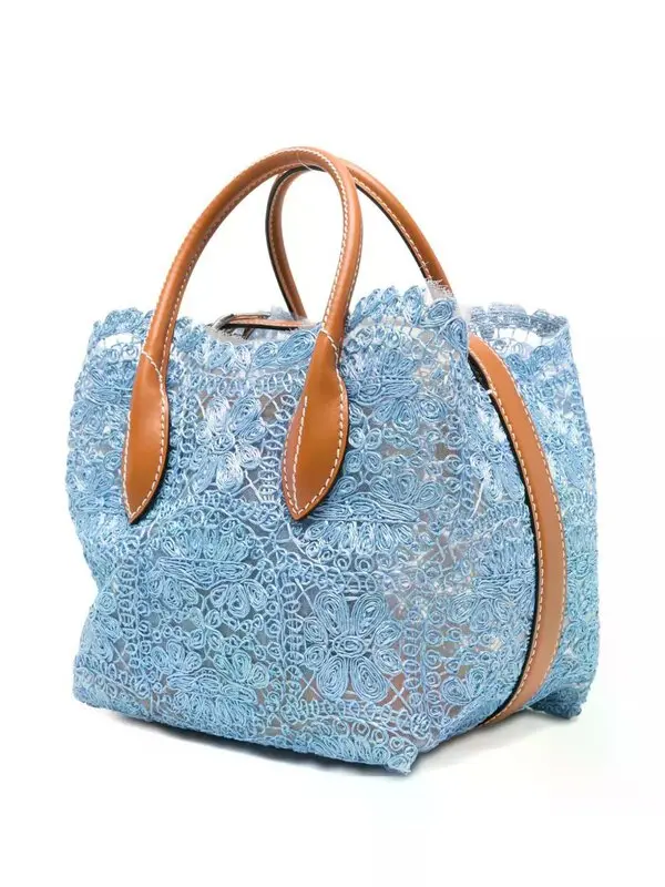 Ermanno Scervino Margot Lace Overlay Tote Bag - Blue