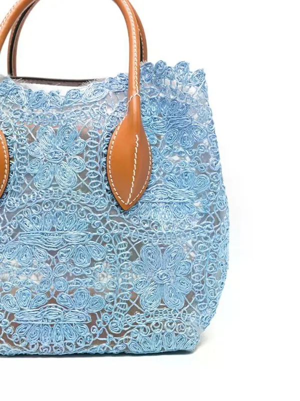 Ermanno Scervino Margot Lace Overlay Tote Bag - Blue